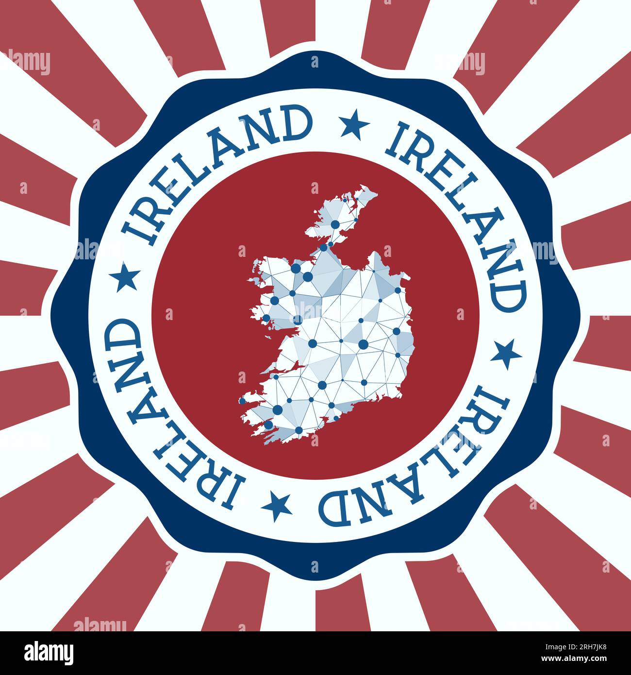 Ireland Badge. Round logo of country with triangular mesh map and ...