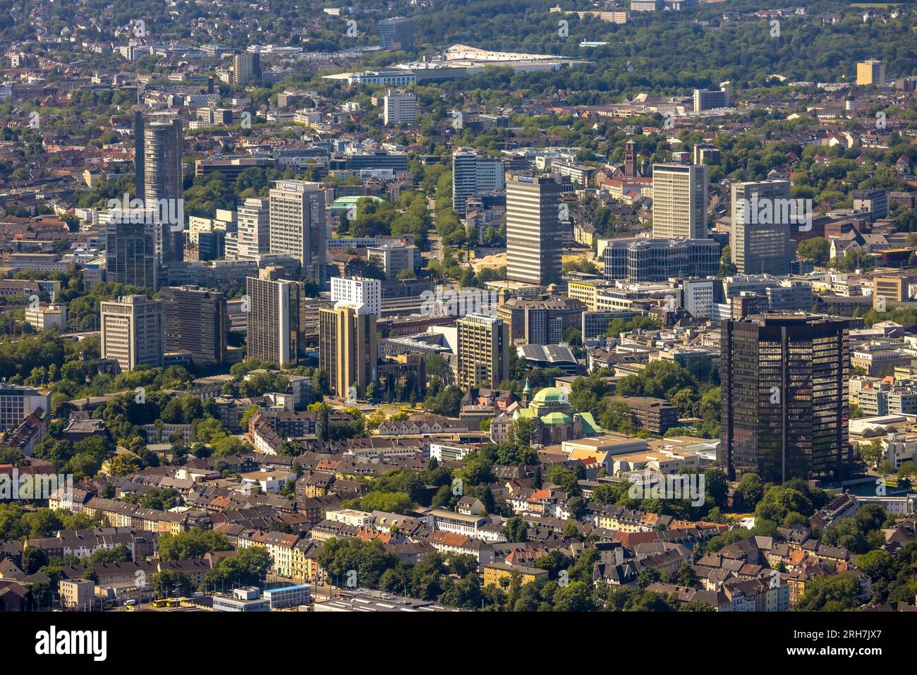 Aerial view, skyline city with commercial buildings skyscrapers from ...