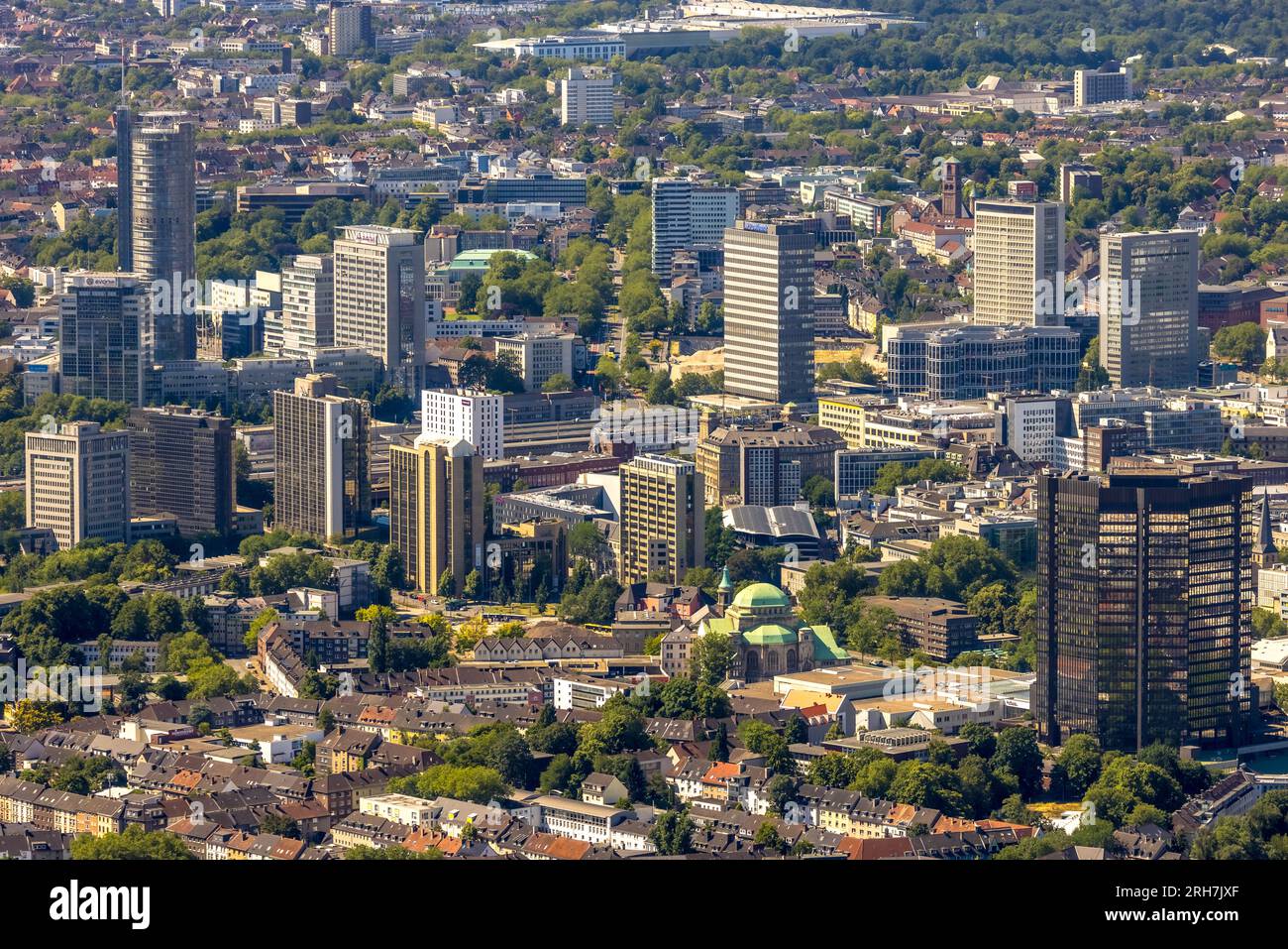Aerial view, skyline city with commercial buildings skyscrapers from ...