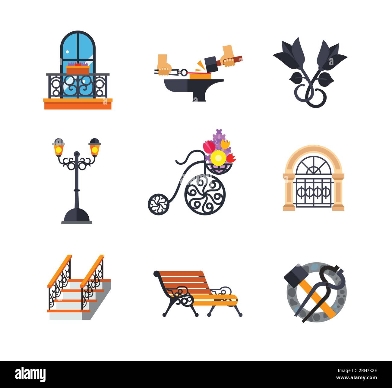 Forged work icon set Stock Vector Image & Art - Alamy