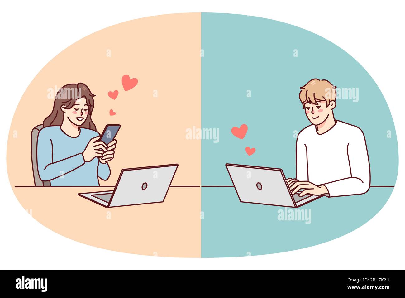Couple phone call drawing hi-res stock photography and images - Alamy
