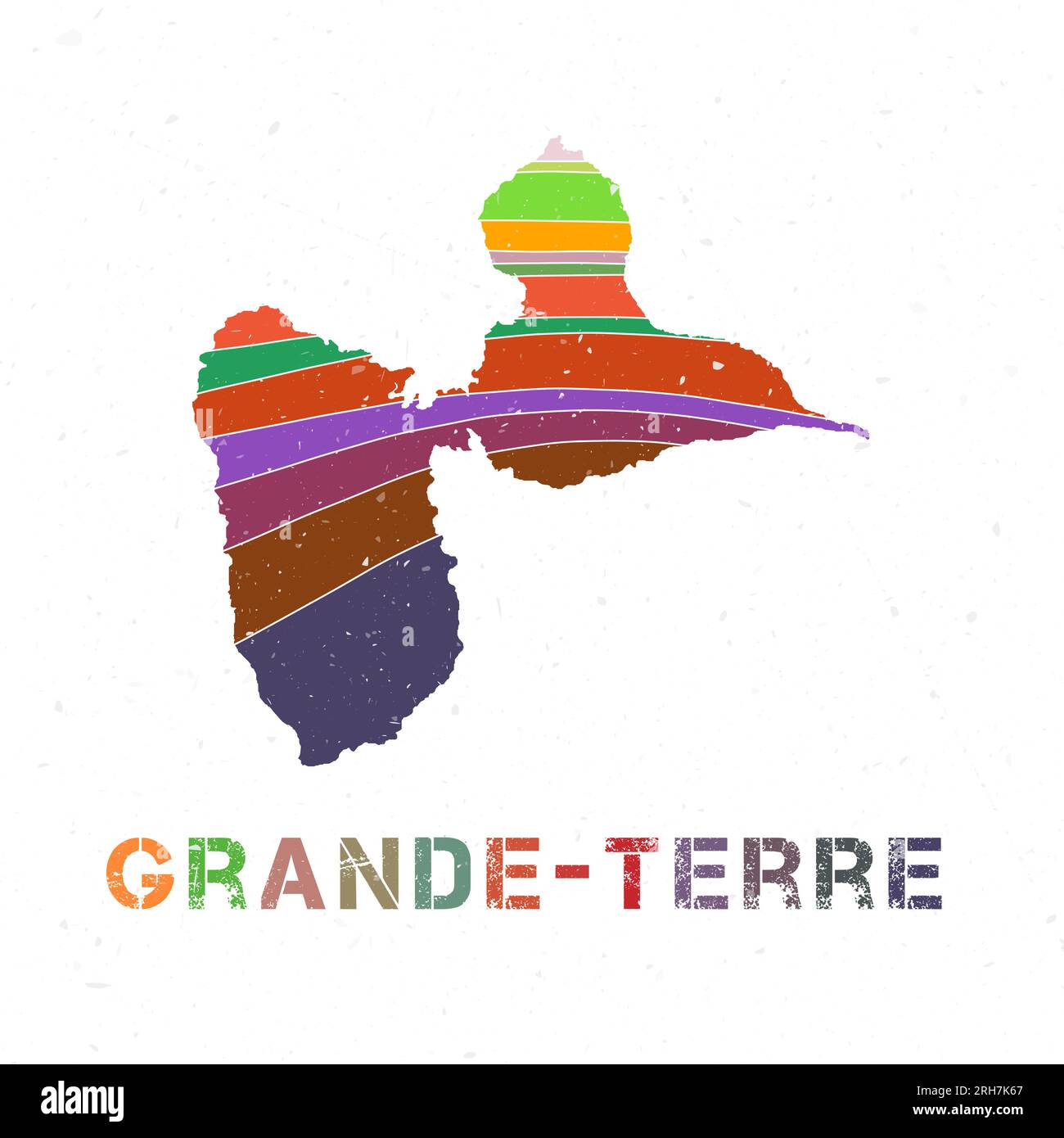 Grande-Terre map design. Shape of the island with beautiful geometric ...