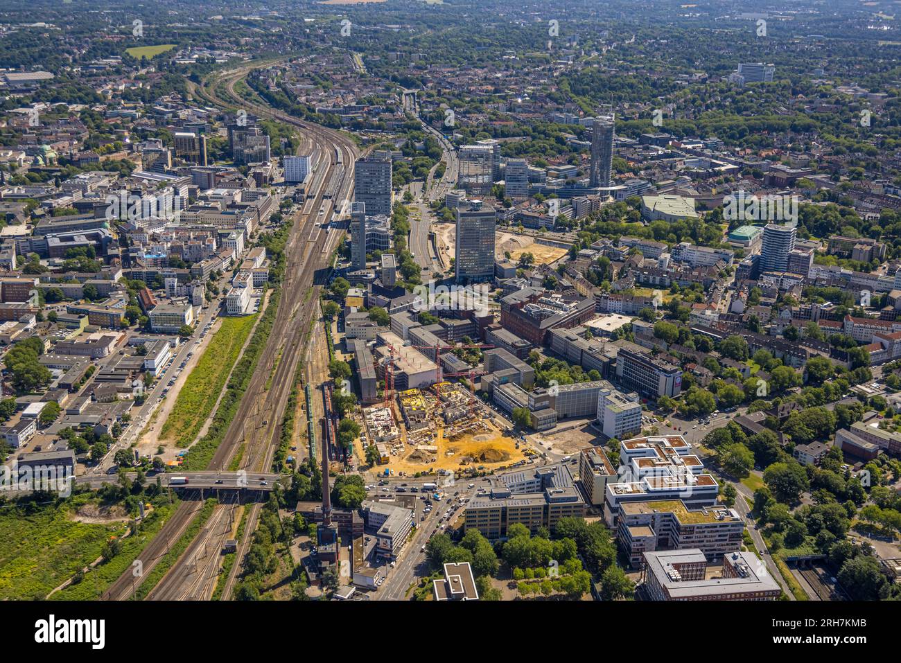 Aerial view, construction site new literature quarter for offices and ...