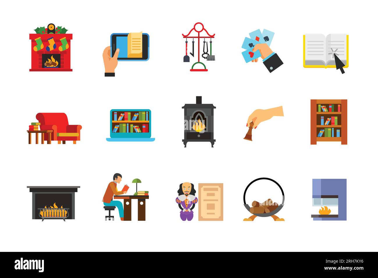 Home library icon set Stock Vector Image & Art - Alamy