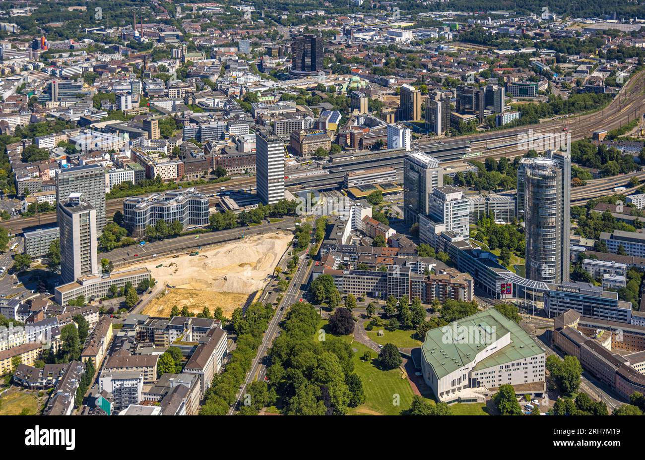 Aerial view, Campus Essen construction site at main station, Aalto ...