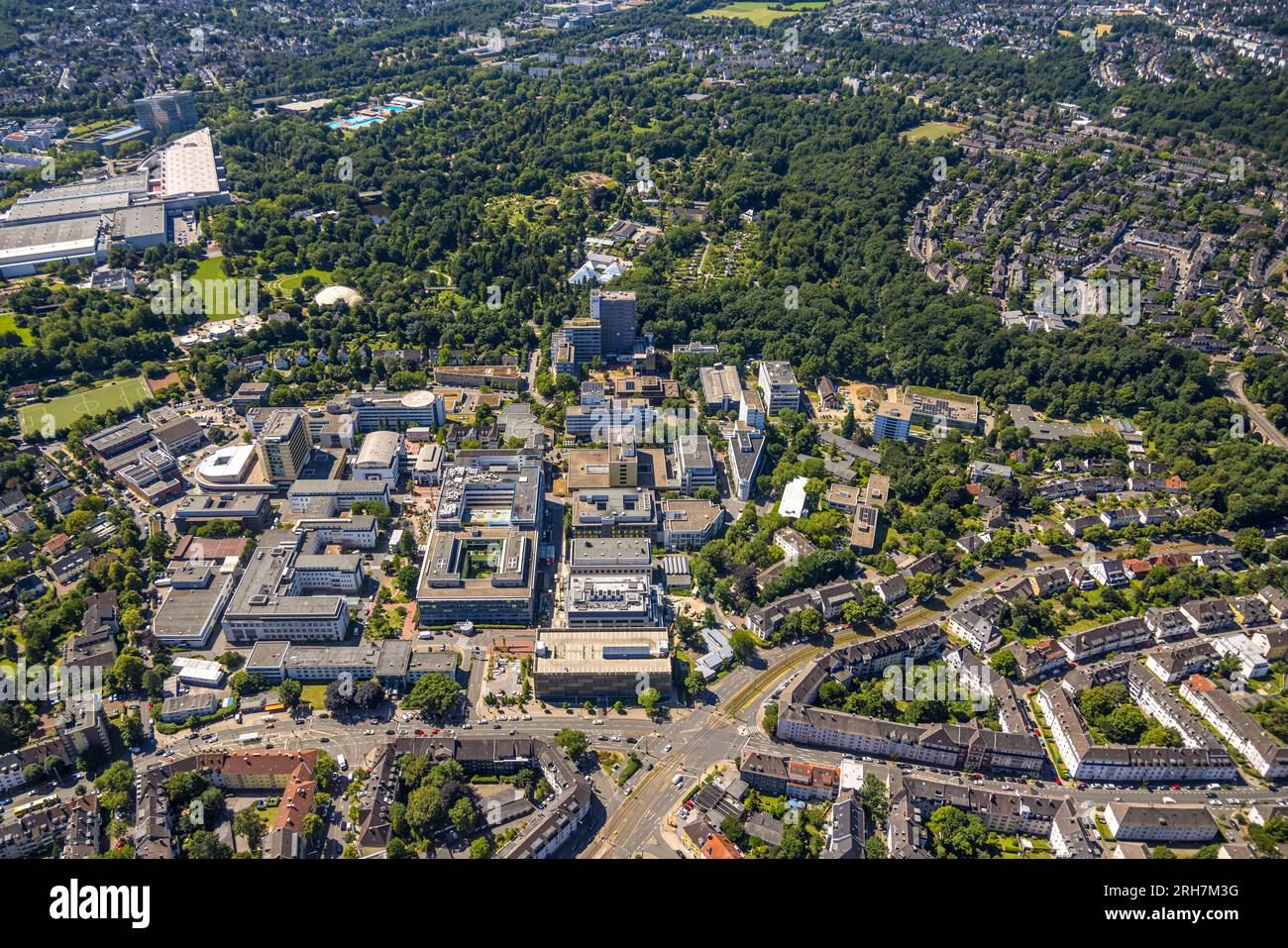 Aerial view, university hospital Essen, Holsterhausen, Essen, Ruhr area ...