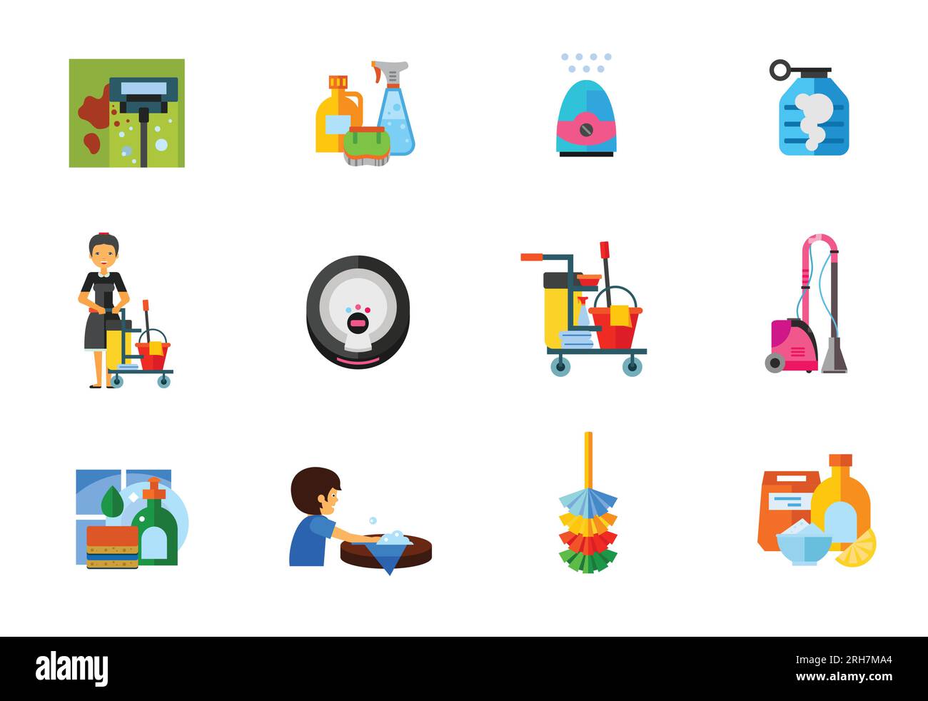 Cleaning service woman wiping Stock Vector Images - Alamy