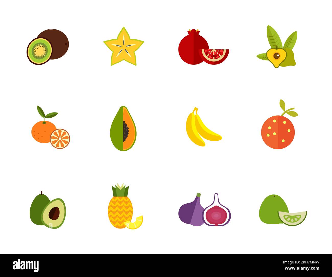 Half fig fruit icon flat hi-res stock photography and images - Alamy