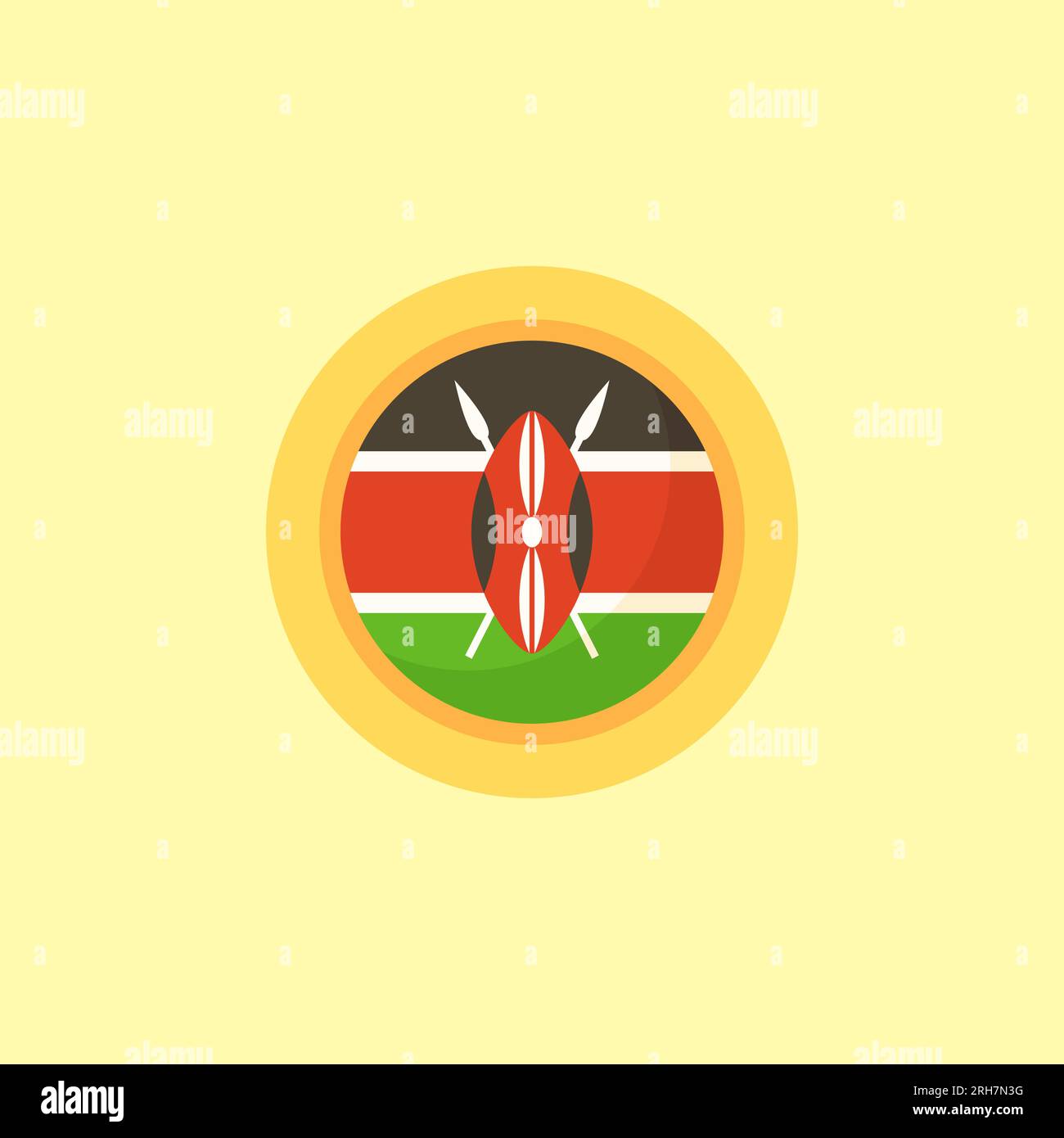 Flag of Kenya with round frame. Flat design style Stock Vector Image ...