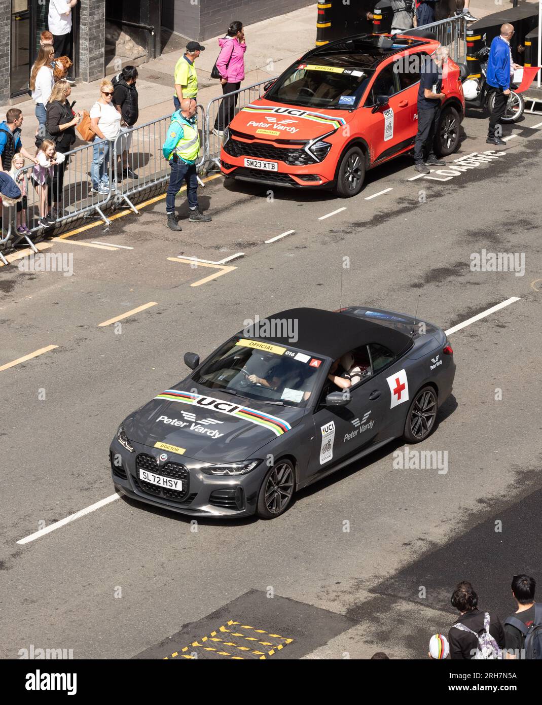 Official UCI Doctor car driving in Byres Road, Glasgow, as the UCI ...