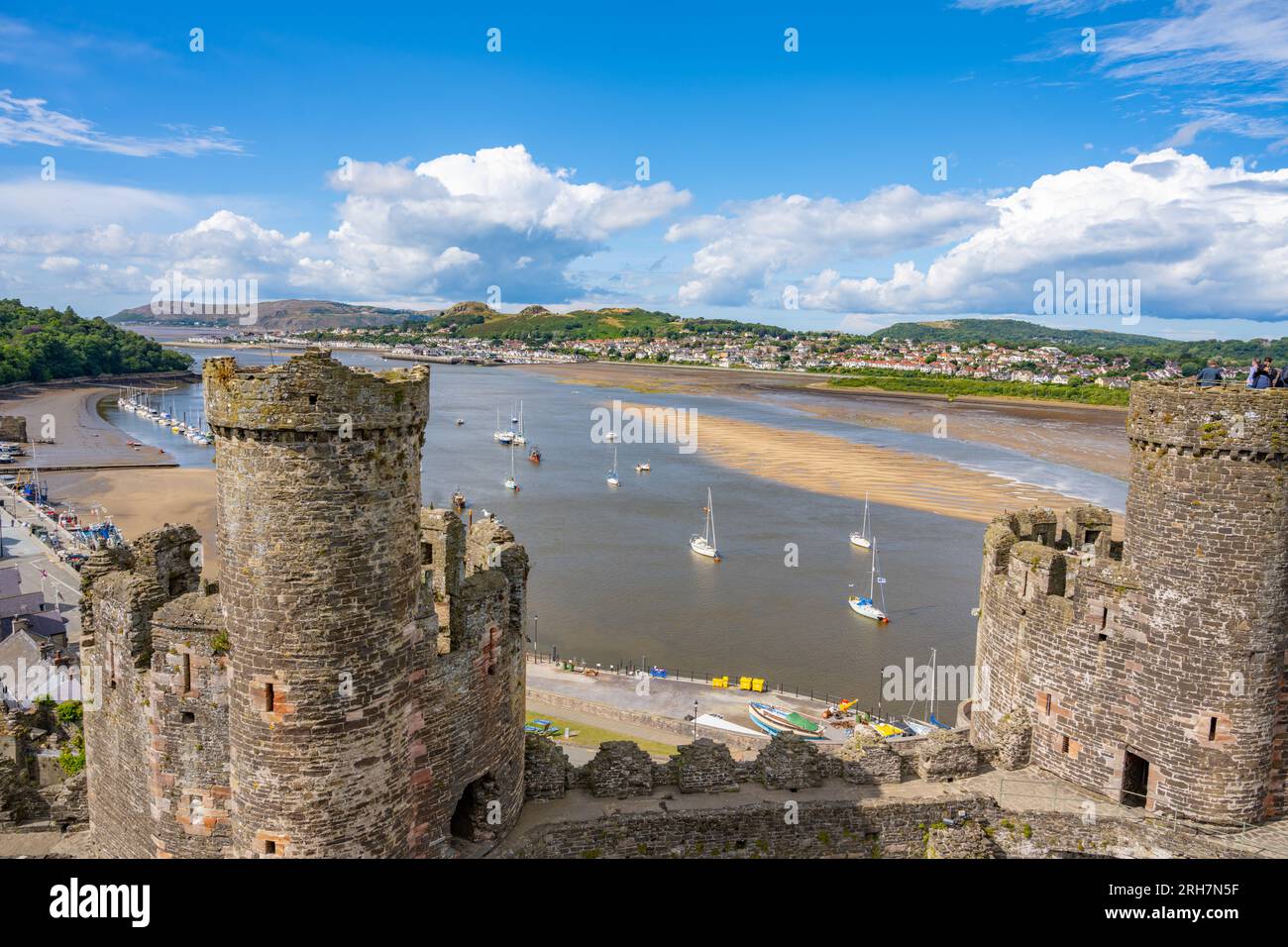 Looking across the town of Conwy towards Llandudno from Conwy castle ...