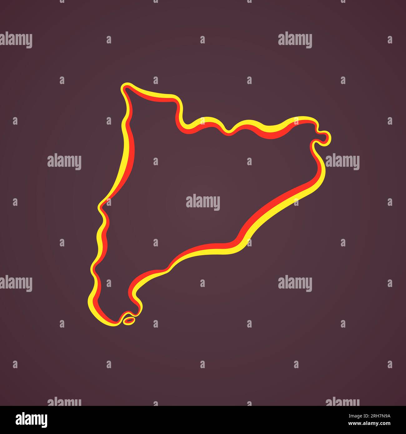 Outline map of Catalonia marked with ribbon in colors from the flag Stock Vector Image & Art - Alamy