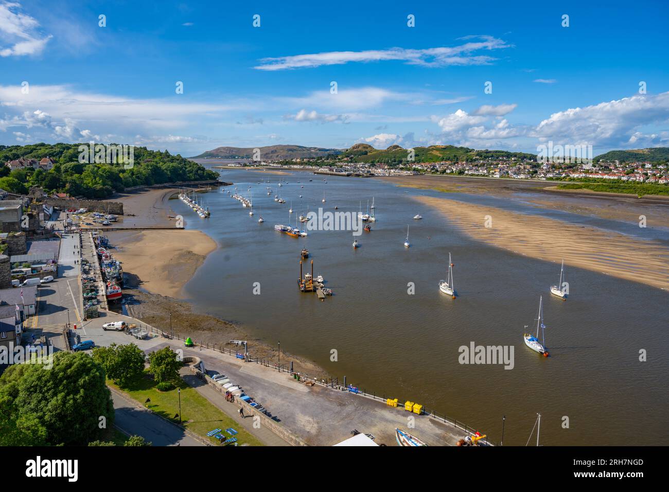 Looking across the town of Conwy towards Llandudno from Conwy castle ...