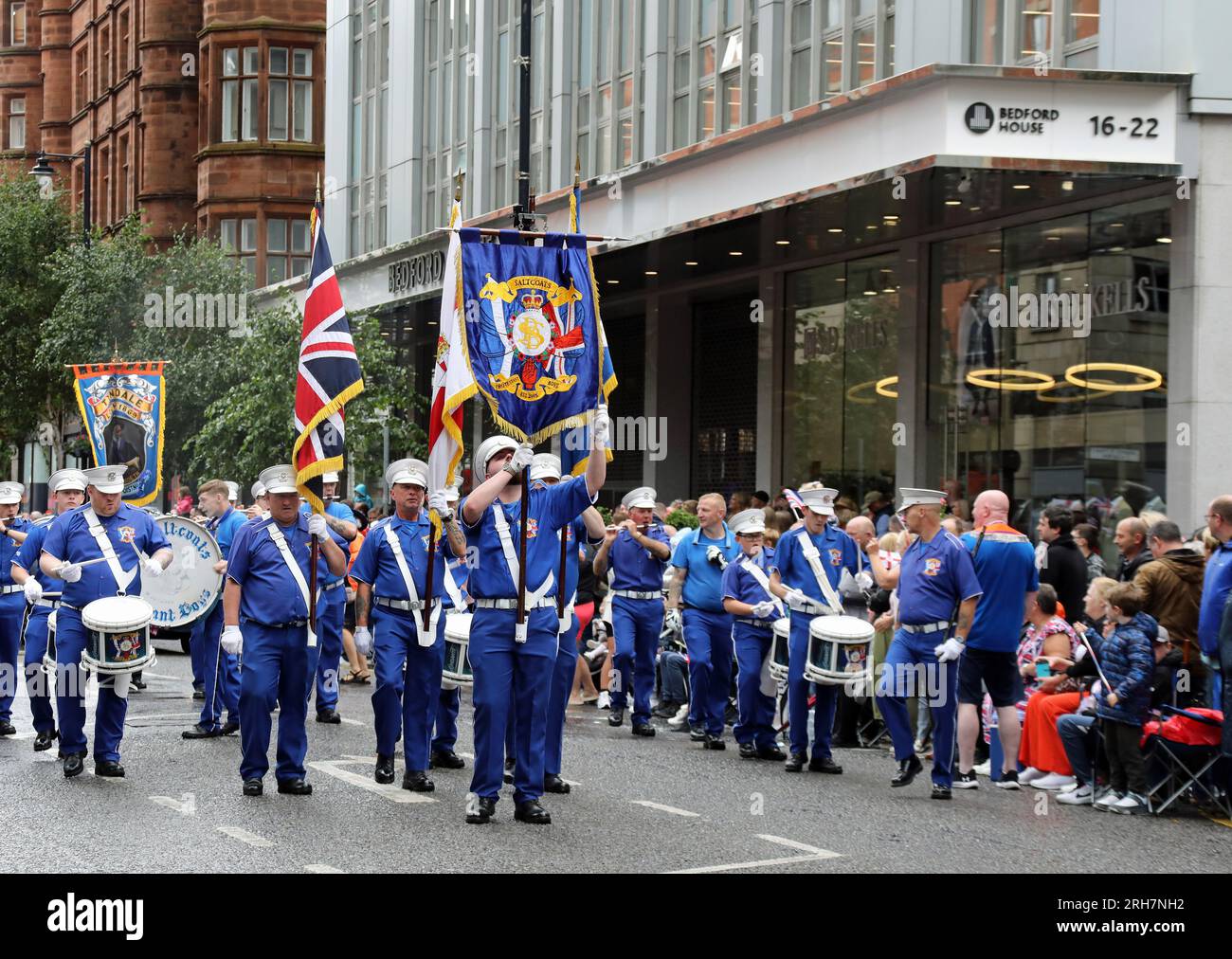 Saltcoats Protestant Boys marching through Belfast on July 12th Stock ...