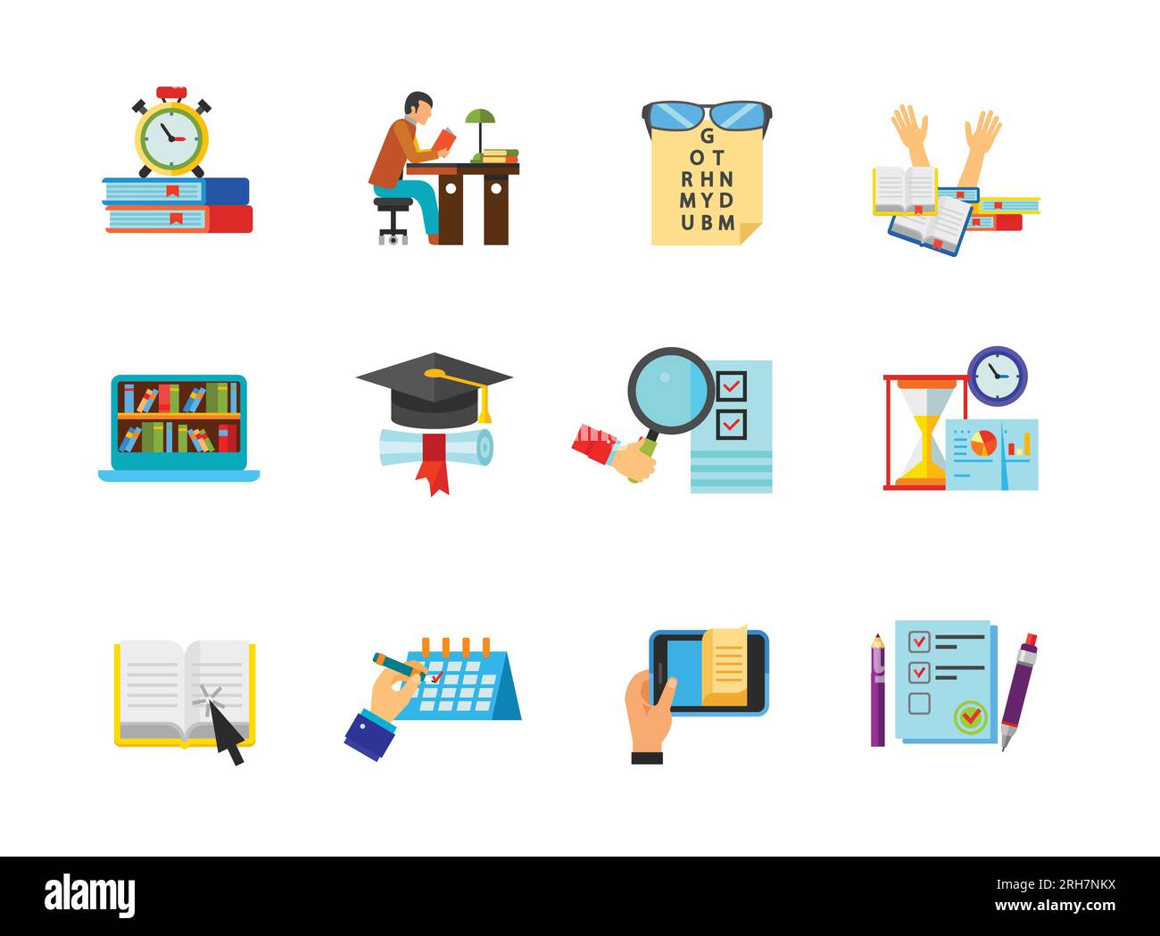 Preparing for exam icon set Stock Vector Image & Art - Alamy
