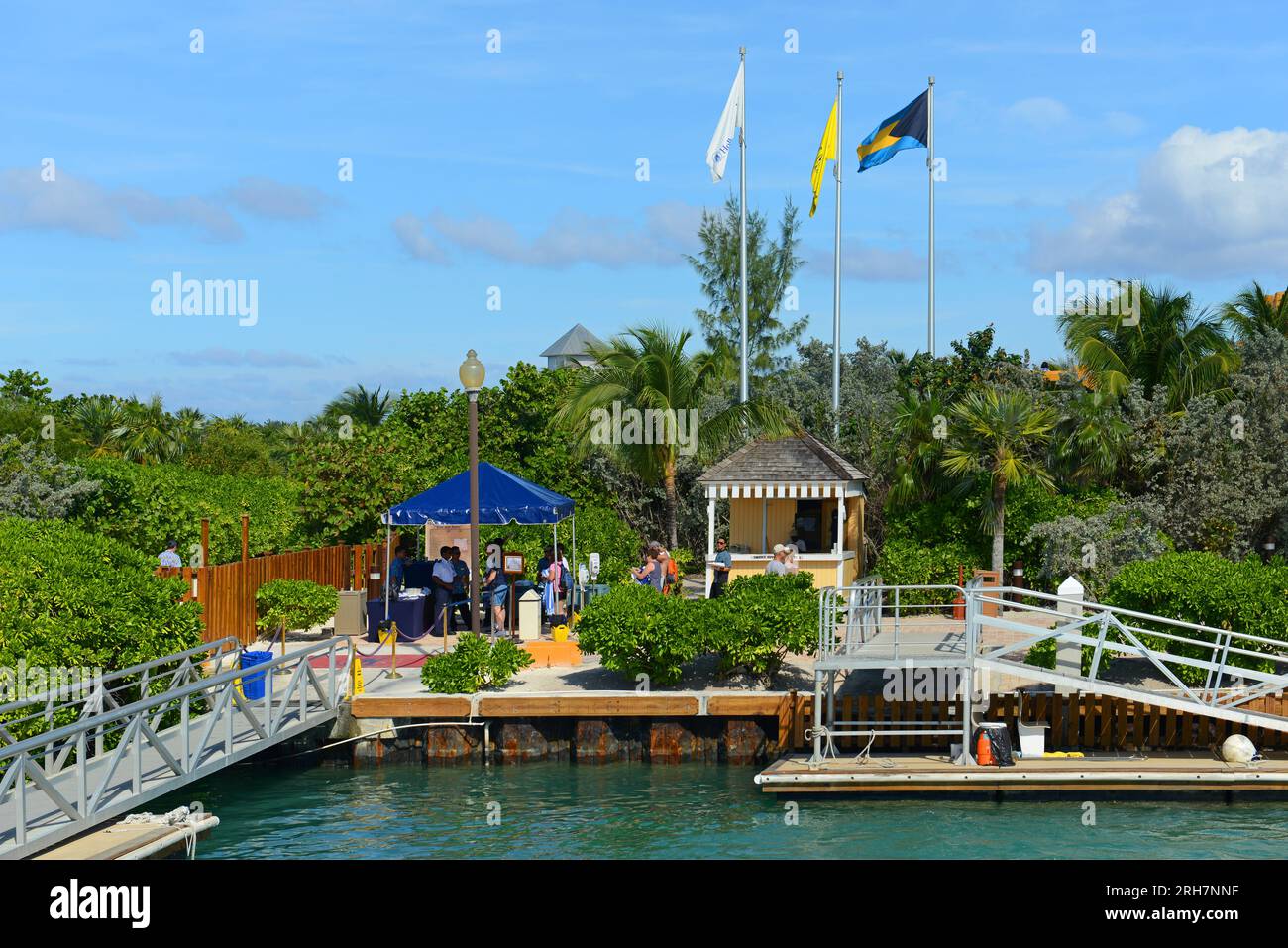 Pirates Cove dock on Half Moon Cay, Little San Salvador Island, the ...