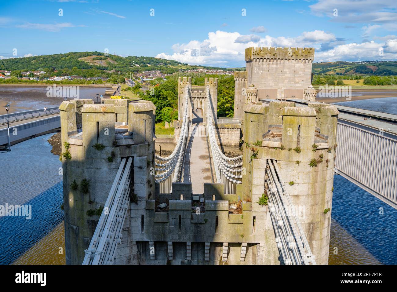 Looking across the river Conwy towards Llandudno from Conwy castle with ...