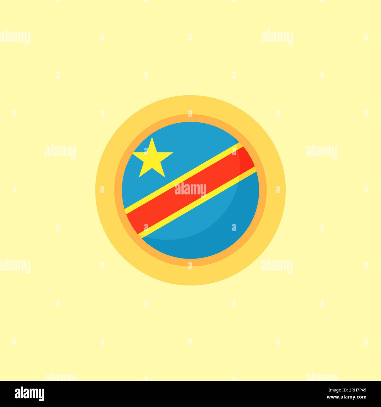 Flag of DR Congo with round frame. Flat design style Stock Vector Image ...