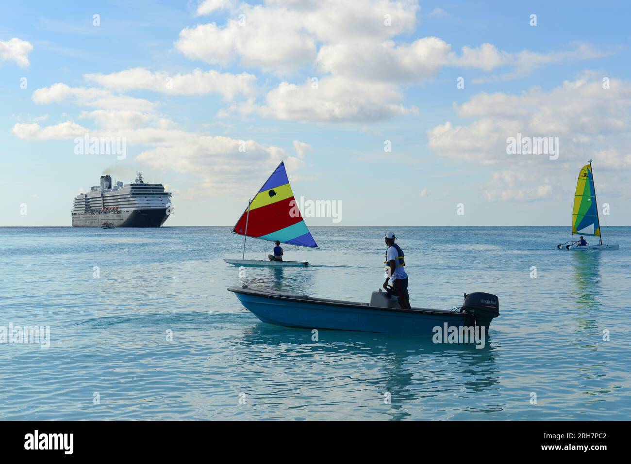 Sail boat at Pirates Cove at Half Moon Cay, with Holland America Line ...