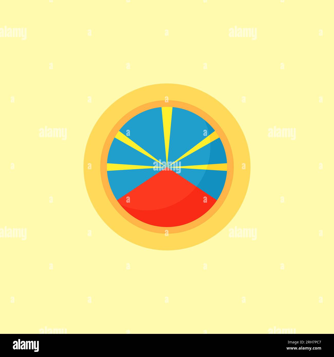 Flag of Reunion with round frame. Flat design style Stock Vector Image ...