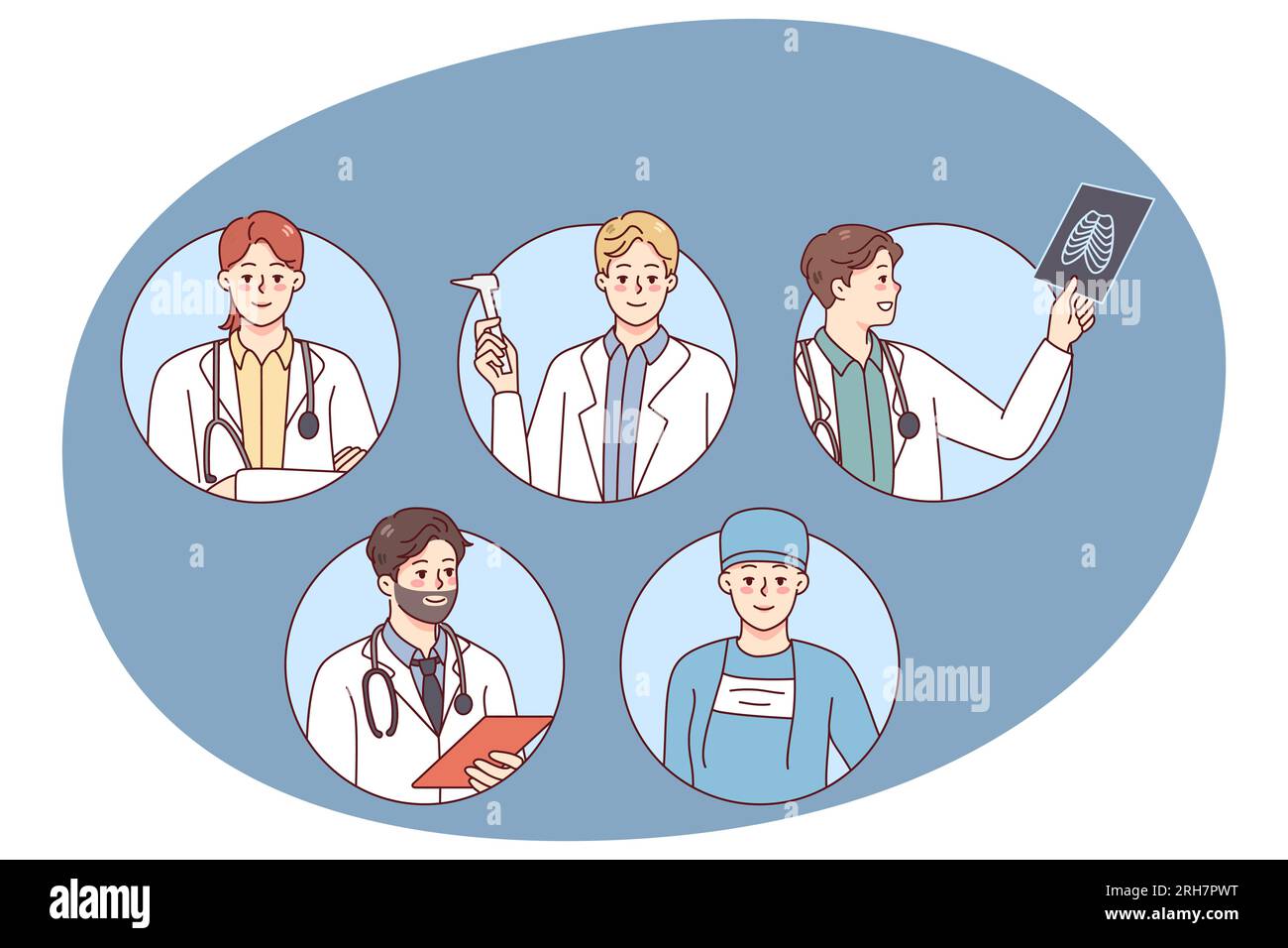 Profile pictures of medical staff in white uniforms. Avatars of doctors ...