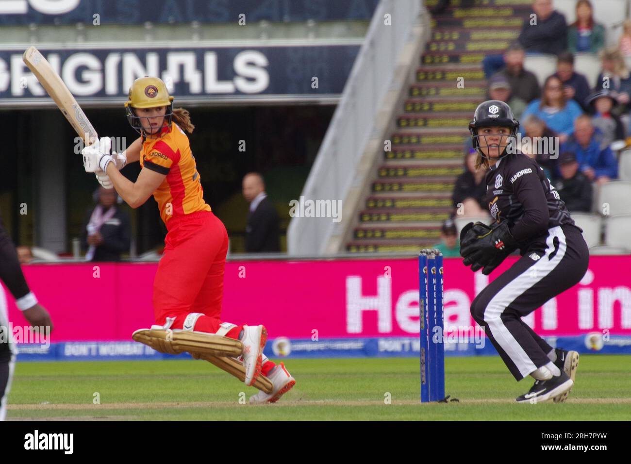 Manchester, 7 August 2023. Eve Jones batting for Birmingham Phoenix ... Manchester, 7 August 2023. Eve Jones batting for Birmingham Phoenix ...