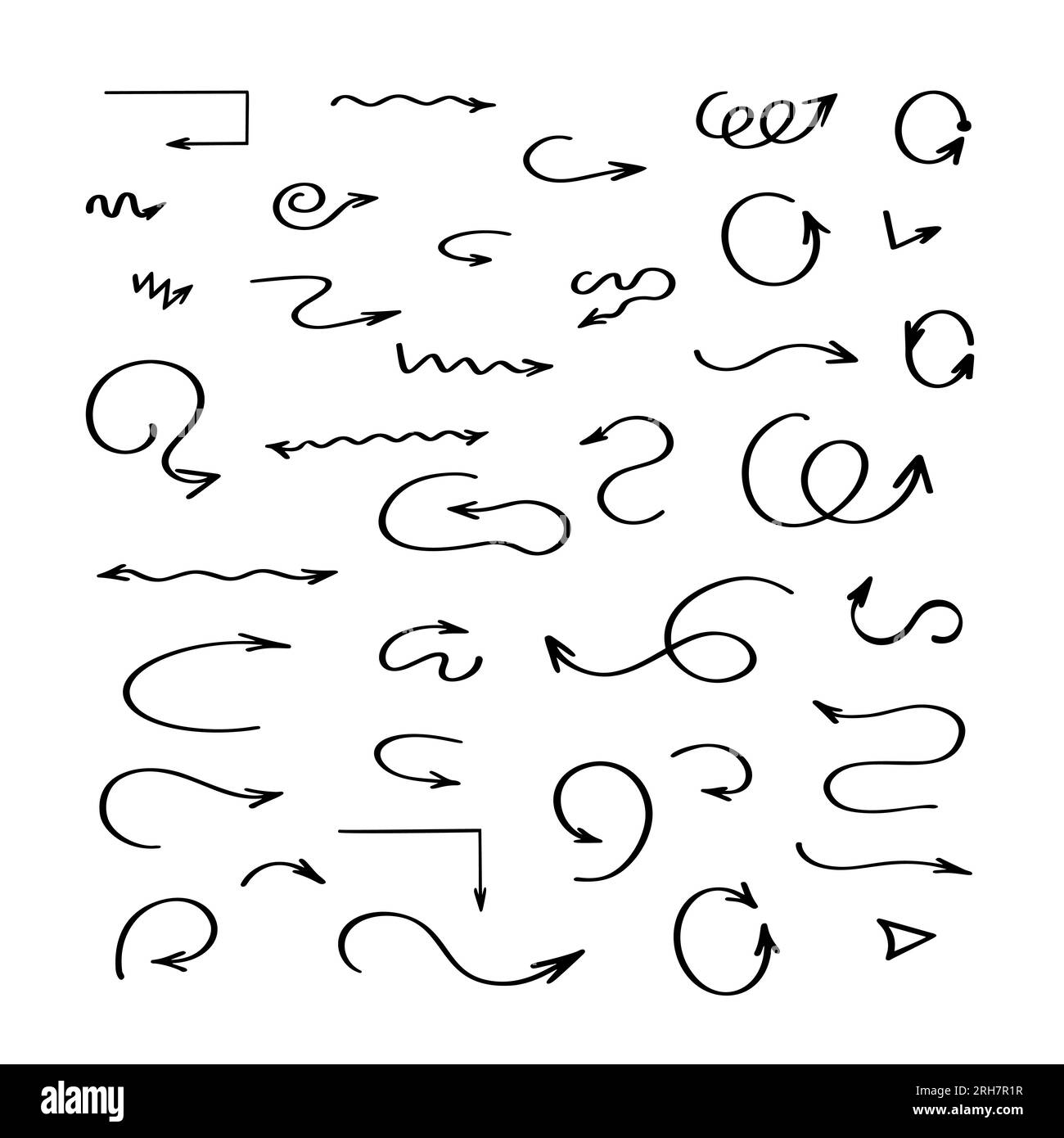 Arrows set simple hand drawn vector illustration, free form signs ...