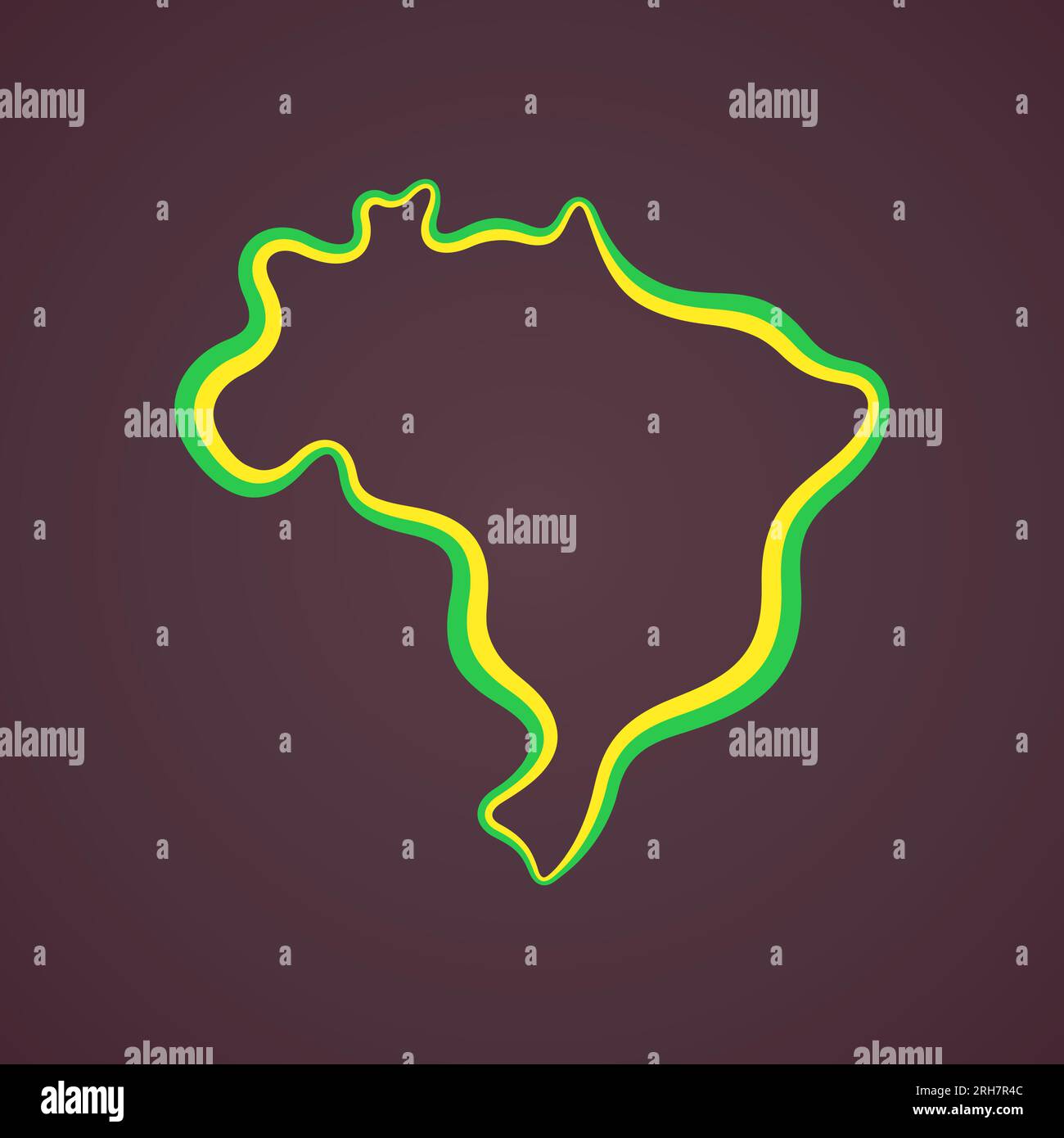 Outline map of Brazil marked with ribbon in colors from the flag Stock ...