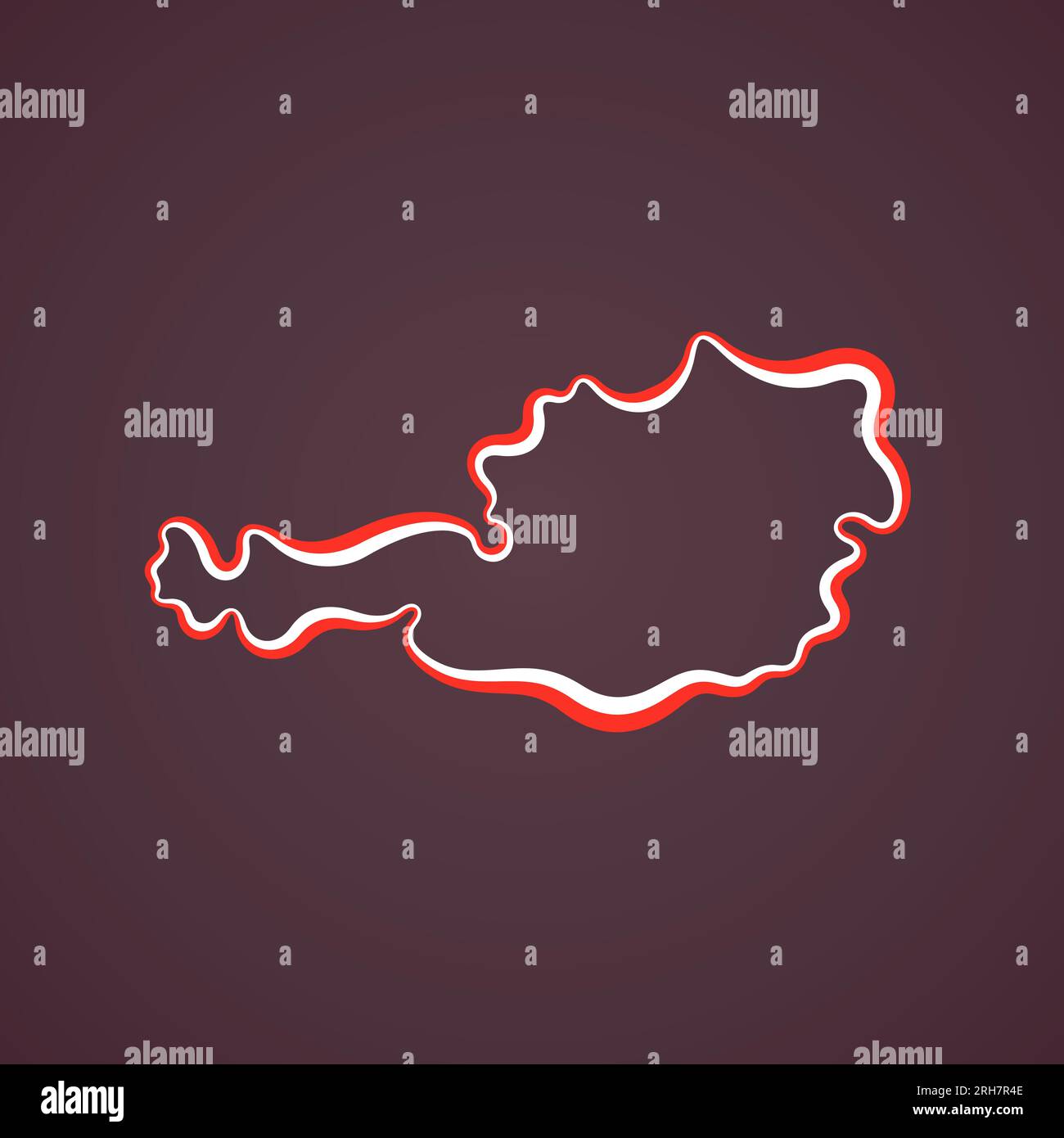 Outline map of Austria marked with ribbon in colors from the flag Stock ...
