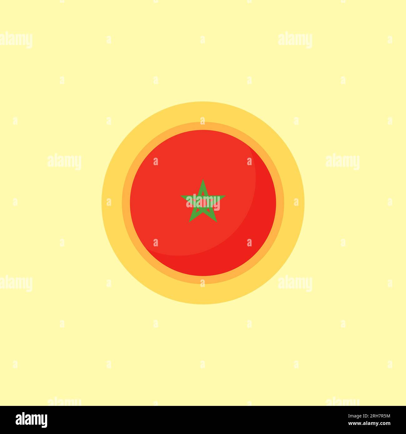 Flag of Morocco with round frame. Flat design style Stock Vector Image ...