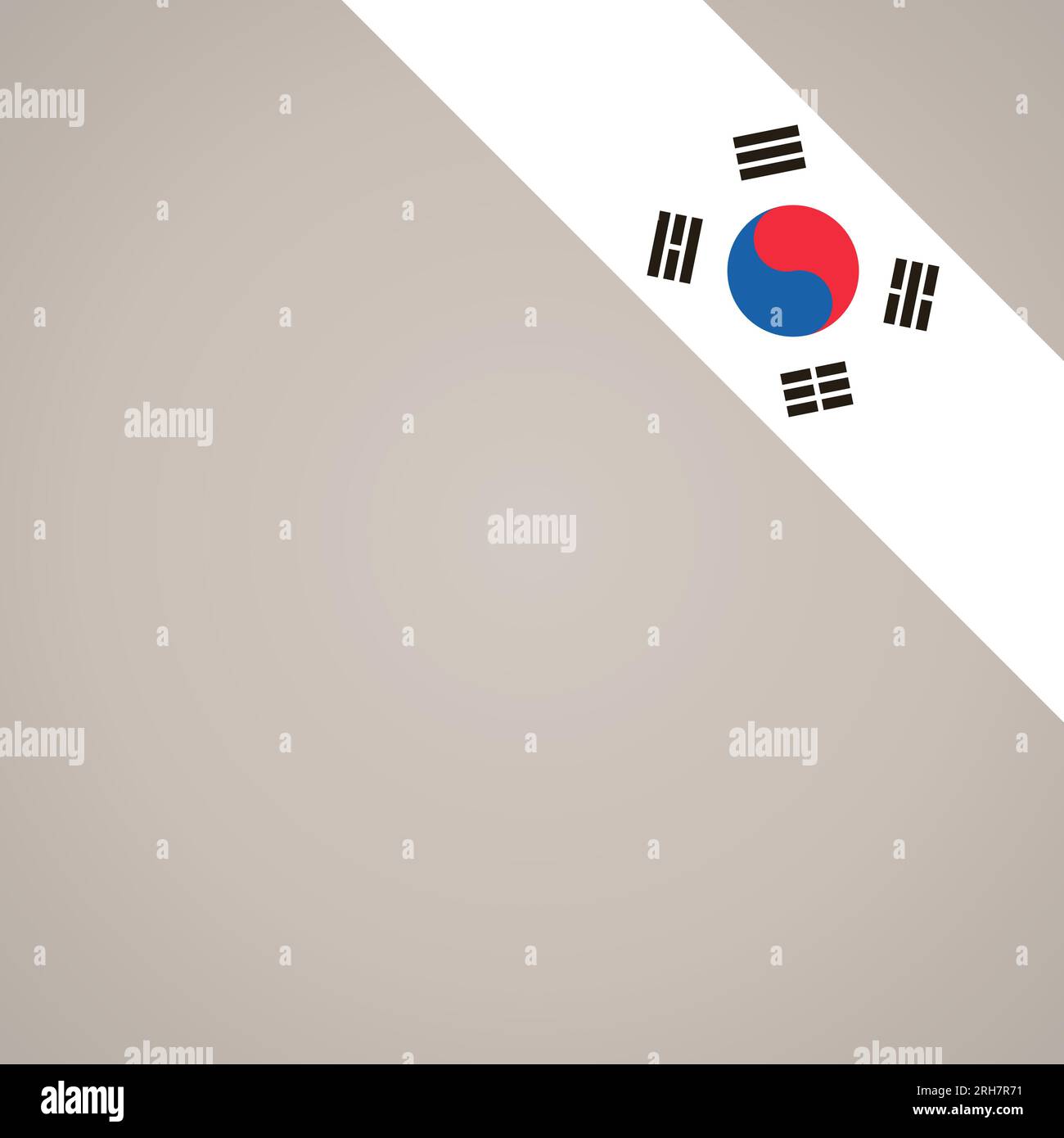 Corner slanted ribbon flag of South Korea for a top right aera of a ...