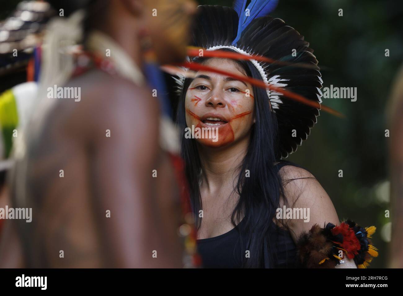 Brazilian indigenous woman of Pataxó ethnic group celebrate ...