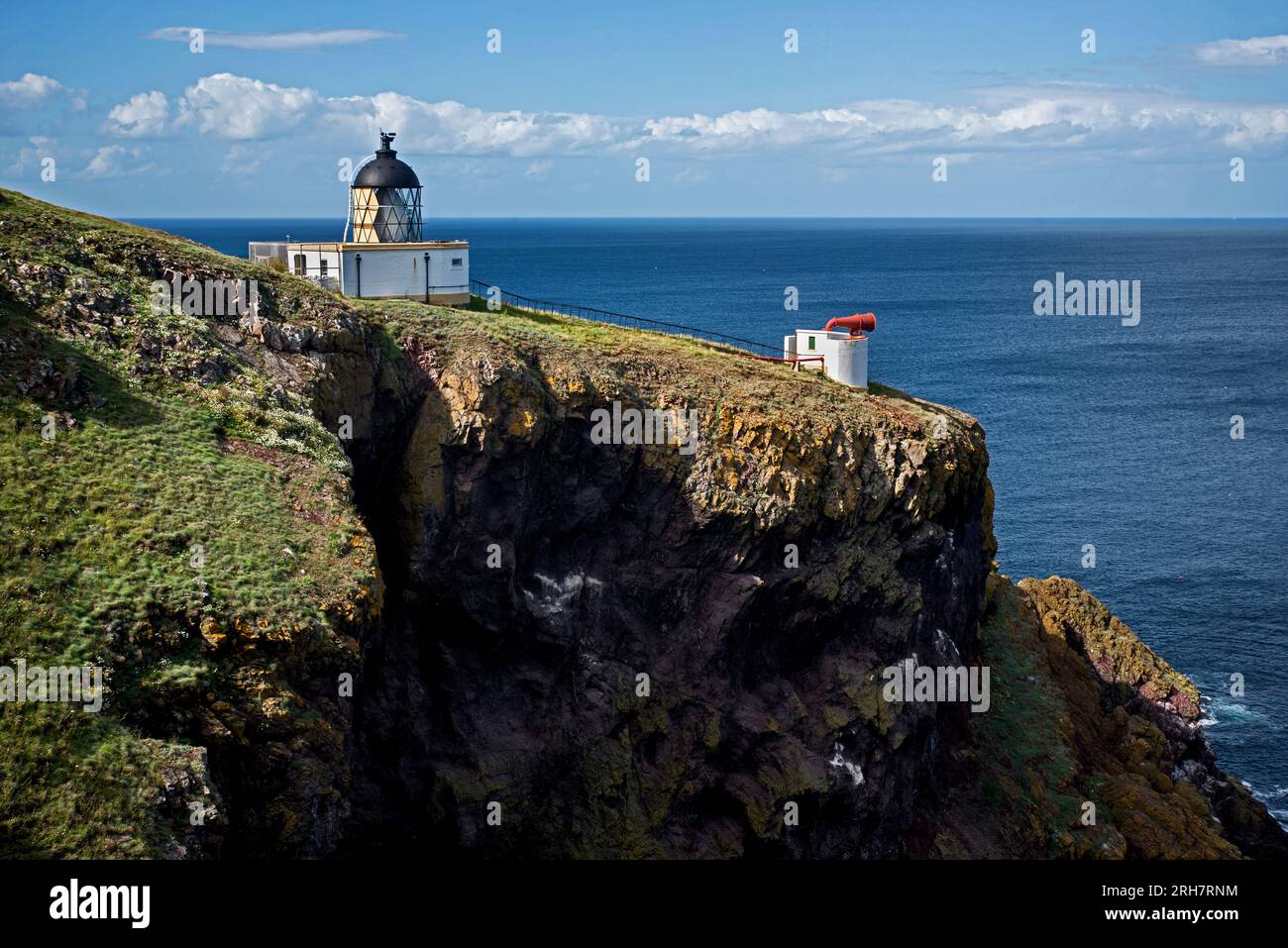 St Abb's Head lighthouse and foghorn at St Abbs Head, National Nature Reserve, Berwickshire ...