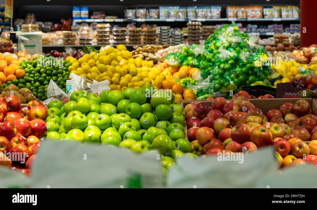 An abundance of fresh fruit on display in a supermarket Stock Photo - Alamy