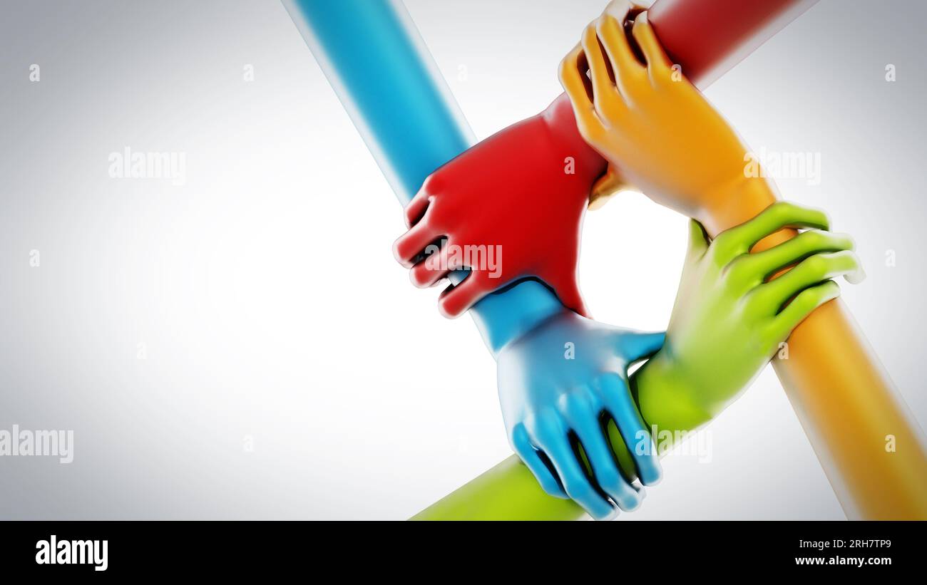 Four friends holding hands arms hi-res stock photography and images - Alamy