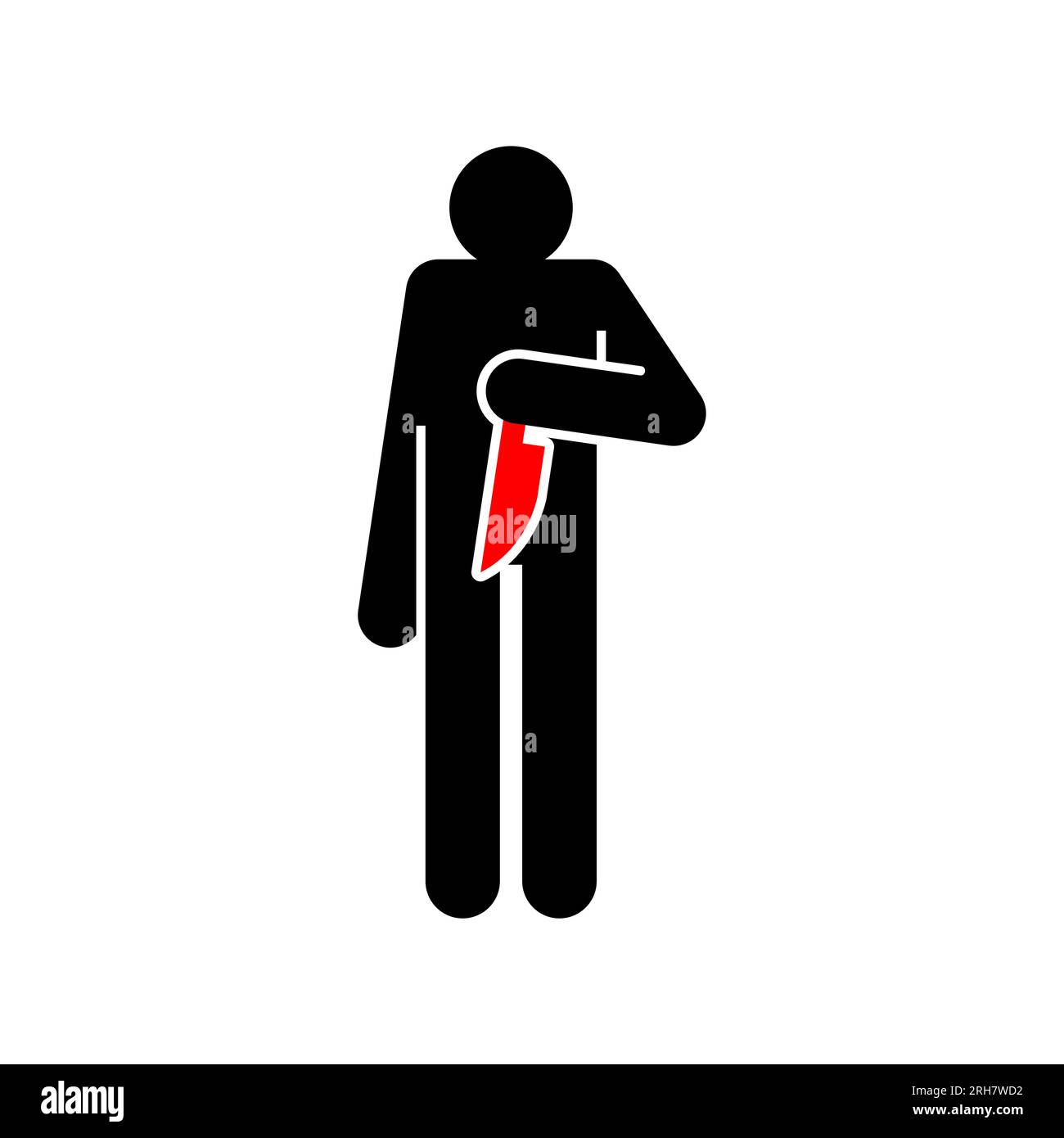 Traitor holds knife behind his back. Betrayal icon. Red prohibitory ...