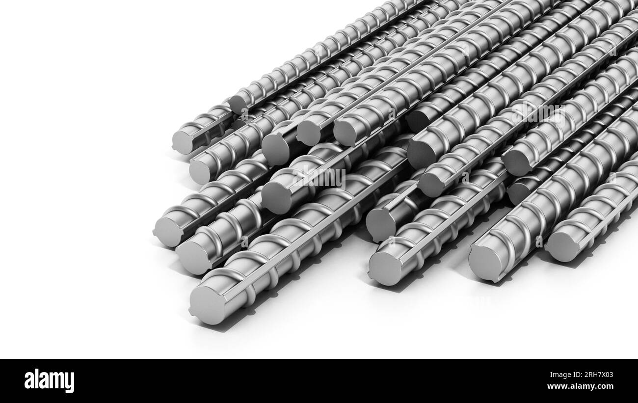 Iron construction bars isolated on white background. 3D illustration ...