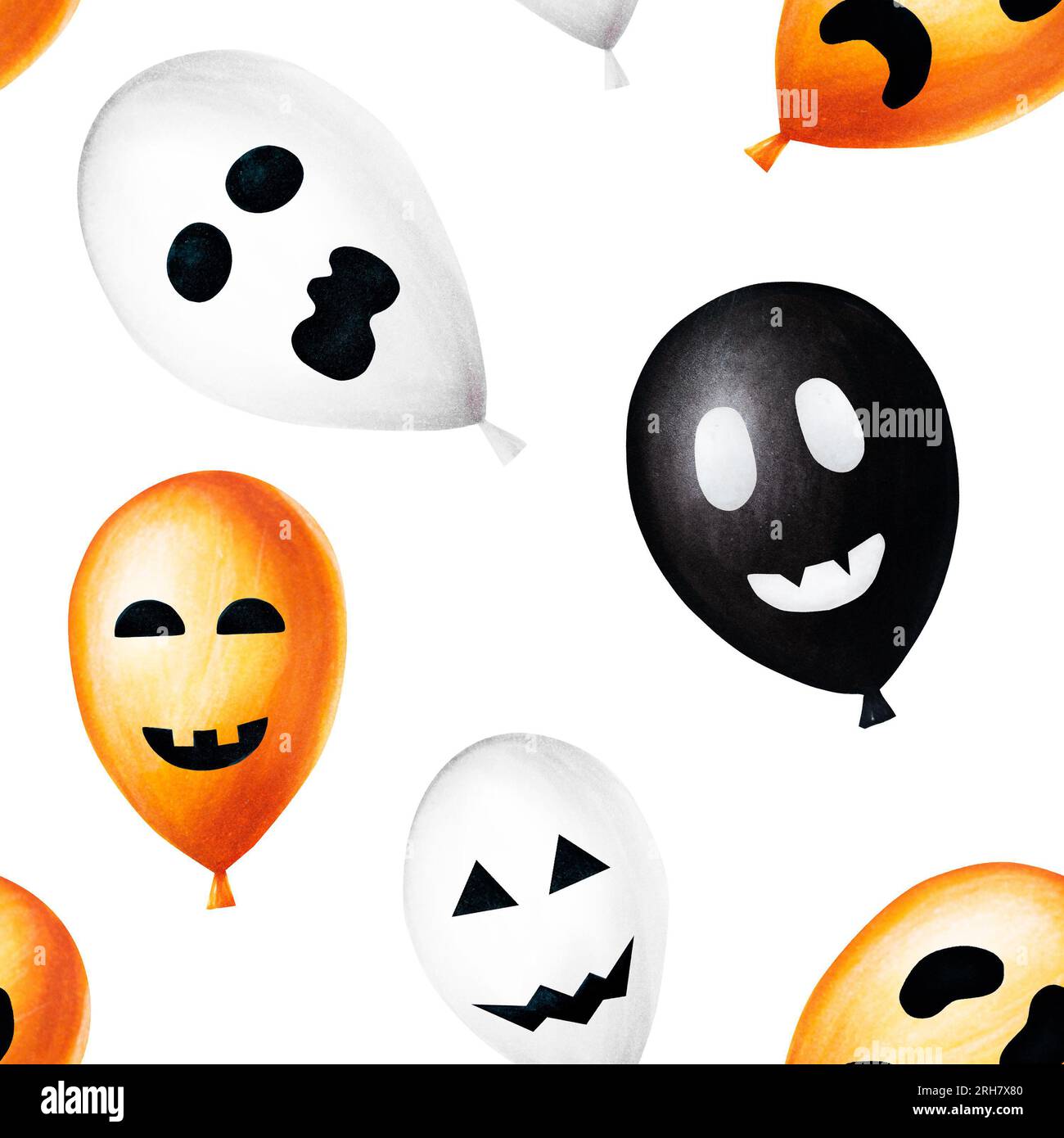 Watercolor Halloween seamless pattern with balloons illustration with ...