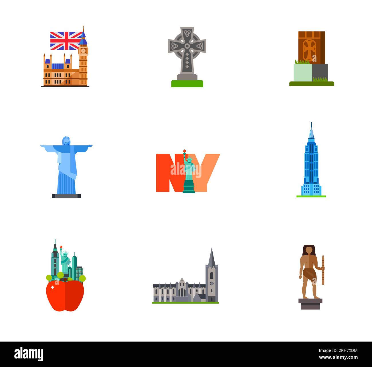 Famous places icon set Stock Vector Image & Art - Alamy