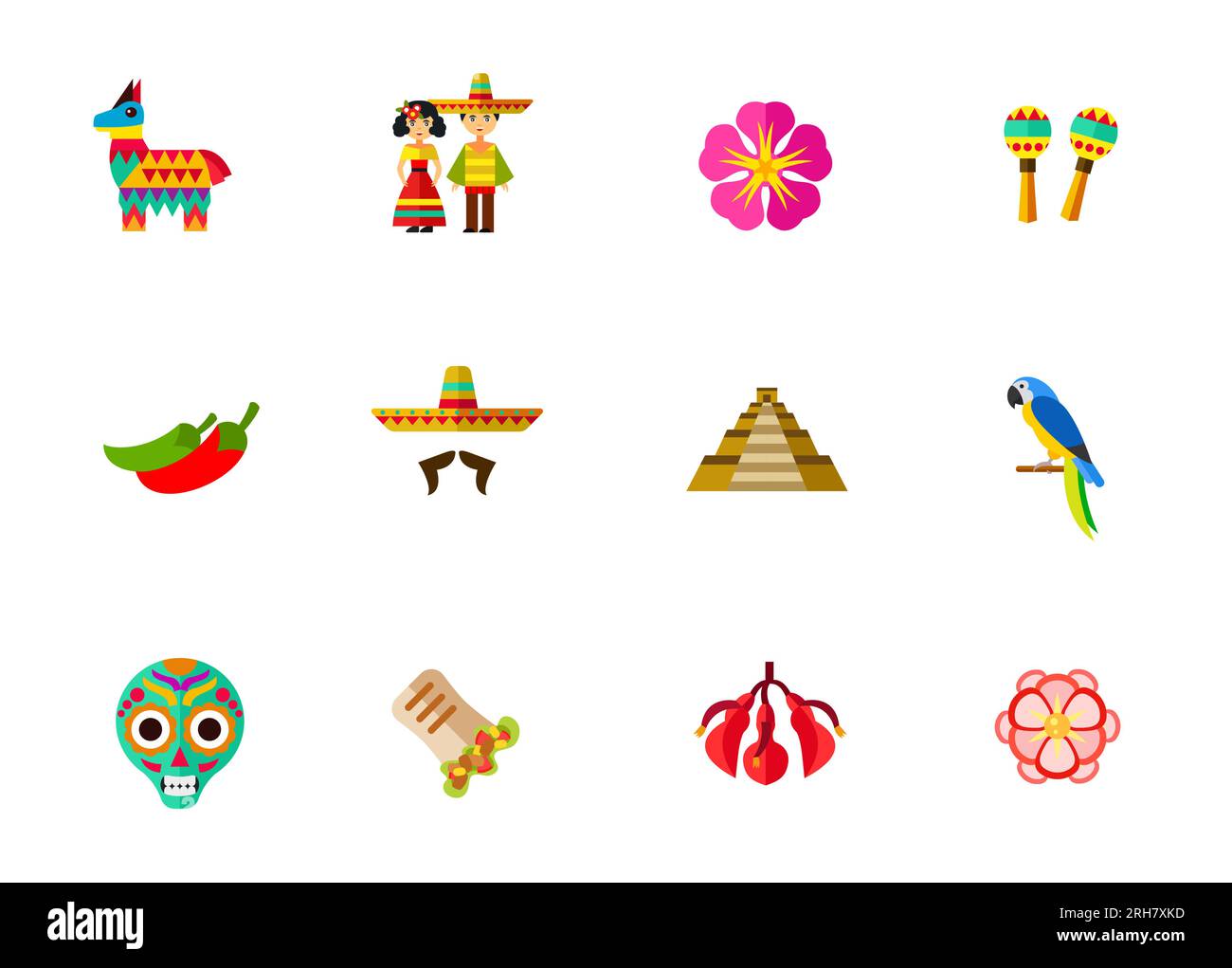 Mexico icon set Stock Vector Image & Art - Alamy