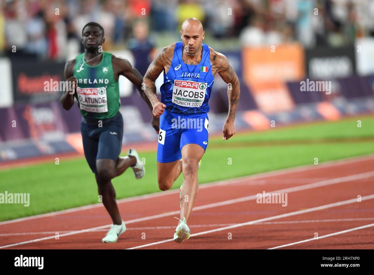 Marcell Jacobs (Italy, Gold Medal), Israel Olatunde (Ireland). 100m men ...