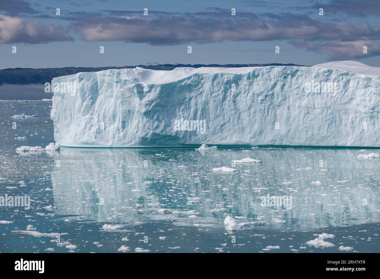 West Greenland, Baffin Bay, Eqi glacier aka Eqip Sermia. Ice filled bay ...