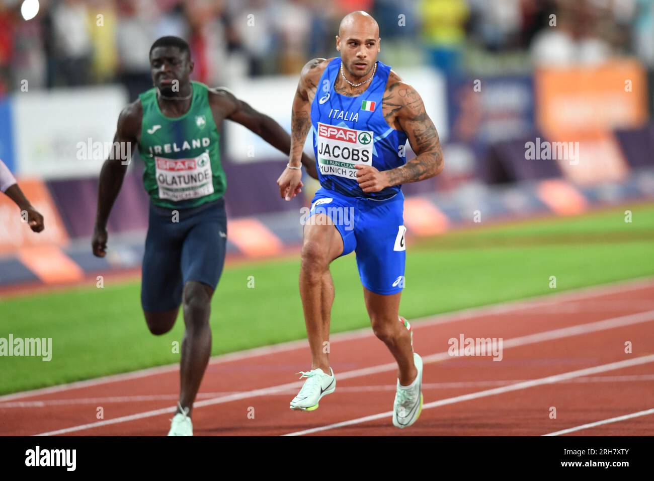 Marcell Jacobs (Italy, Gold Medal), Israel Olatunde (Ireland). 100m men ...