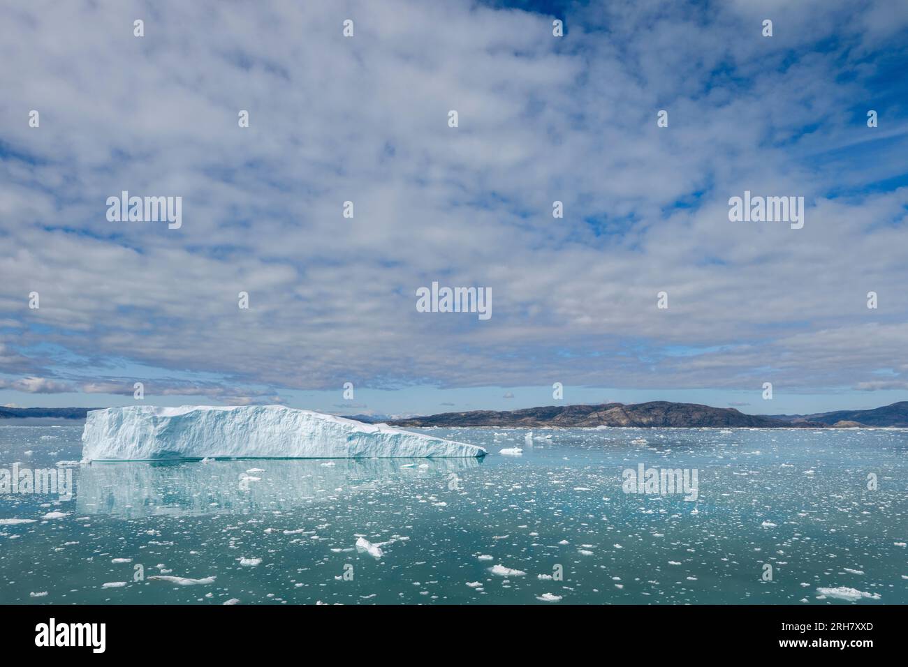 West Greenland, Baffin Bay, Eqi glacier aka Eqip Sermia. Ice filled bay ...