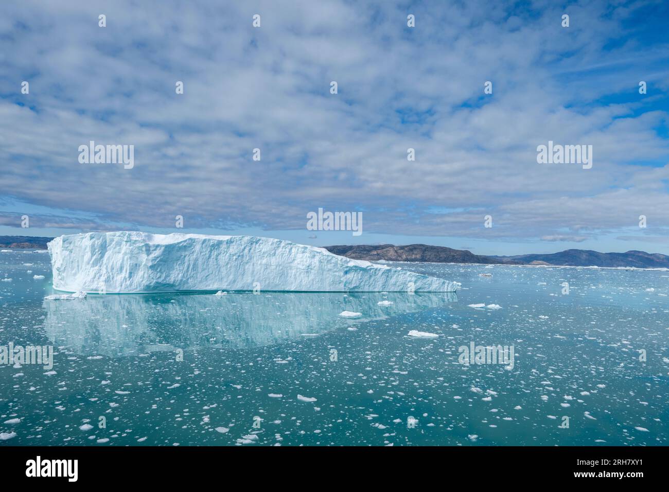 West Greenland, Baffin Bay, Eqi glacier aka Eqip Sermia. Ice filled bay ...