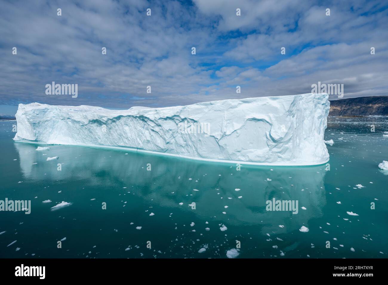 West Greenland, Baffin Bay, Eqi glacier aka Eqip Sermia. Ice filled bay from the Eqi Glacier ...