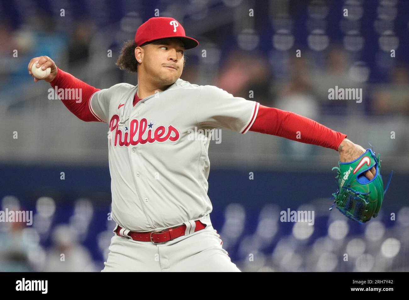 Philadelphia Phillies starting pitcher Taijuan Walker throws during the first inning of a ...