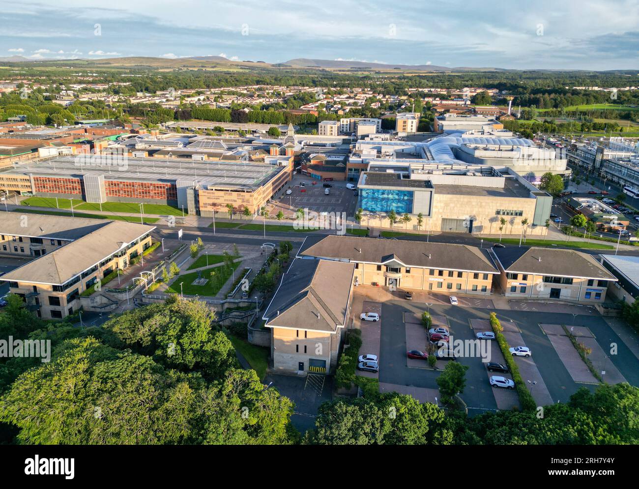 Aerial view of the Livingston town centre and Almondvale shopping ...