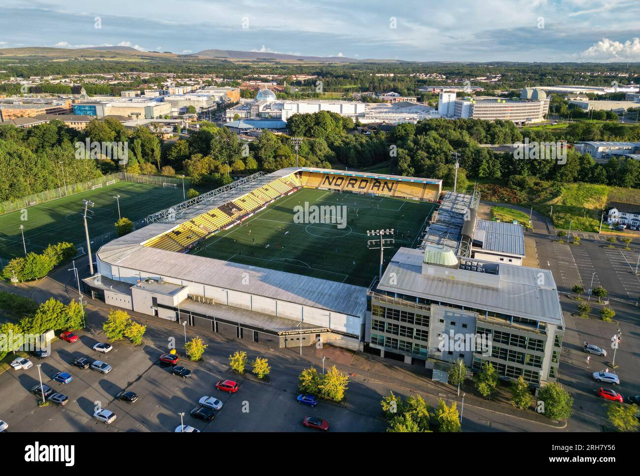 Aerial view of the Tony Macaroni Arena, the home of Livingston Football ...