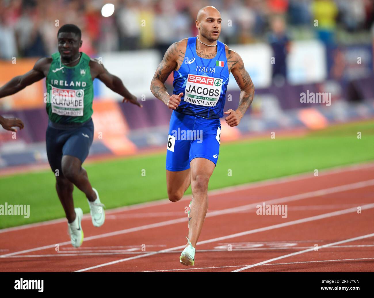 Marcell Jacobs (Italy, Gold Medal), Israel Olatunde (Ireland). 100m men ...